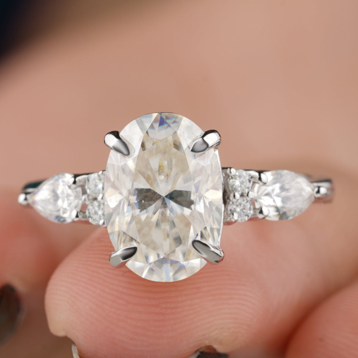 Antique Oval Cut Moissanite Three Stone Wedding Ring – Eurekalook