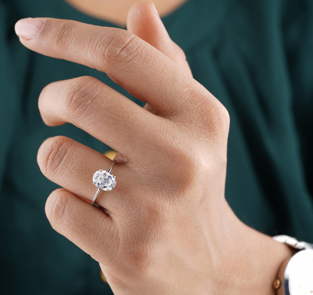 Oval Cut Moissanite Hidden Halo Engagement Ring – Eurekalook