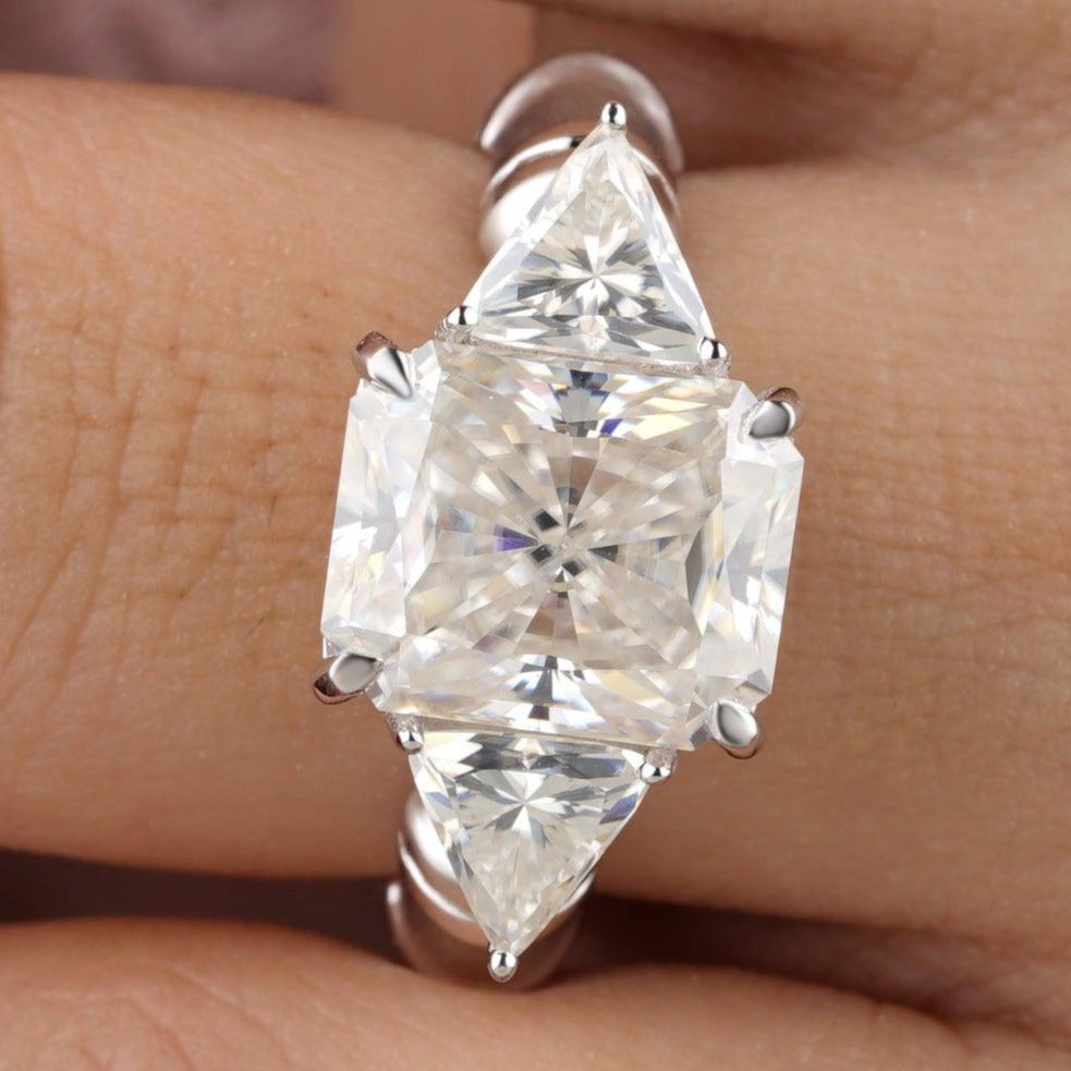 Classic Radiant Cut Three Stone Wedding Ring – Eurekalook