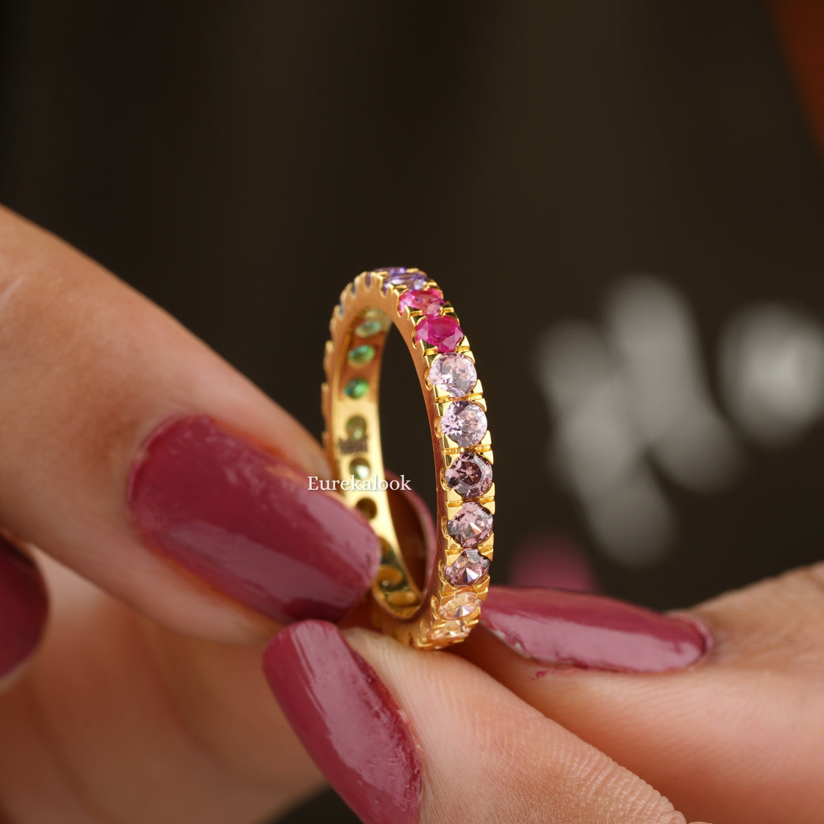 Unique Multi Color Gemstone Diamond Wedding Band – Eurekalook