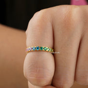 Unique Multi Color Gemstone Diamond Wedding Band – Eurekalook