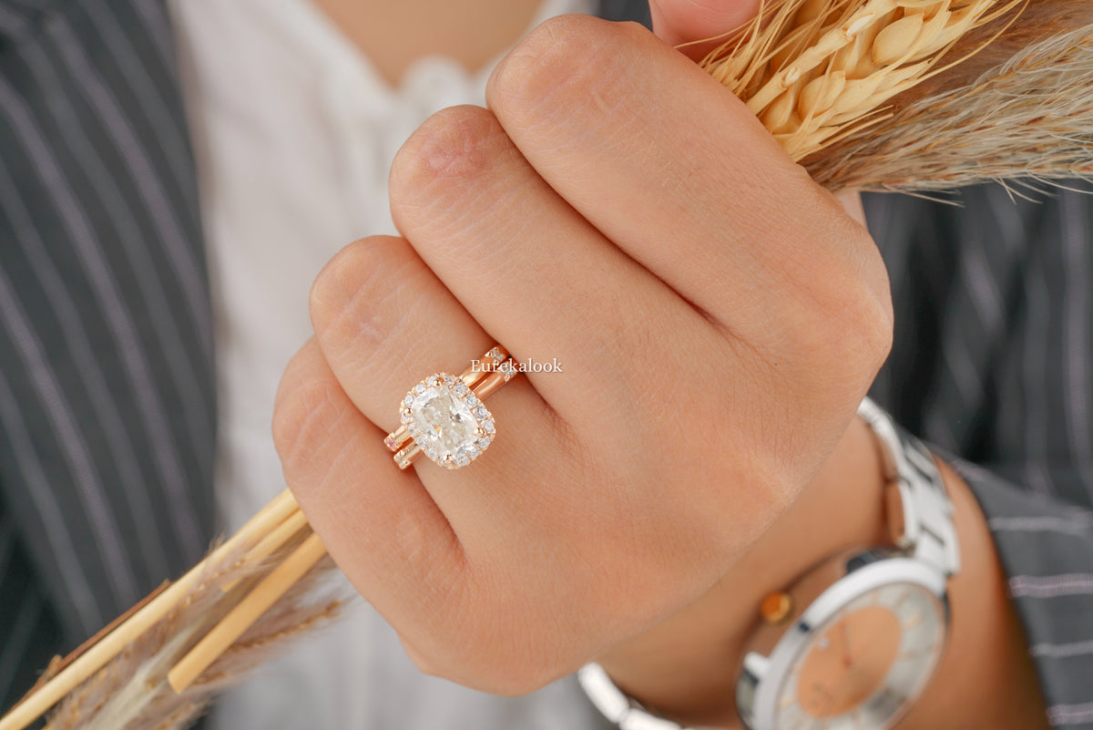 Antique Elongated Cushion Cut Moissanite Bridal Ring Set – Eurekalook